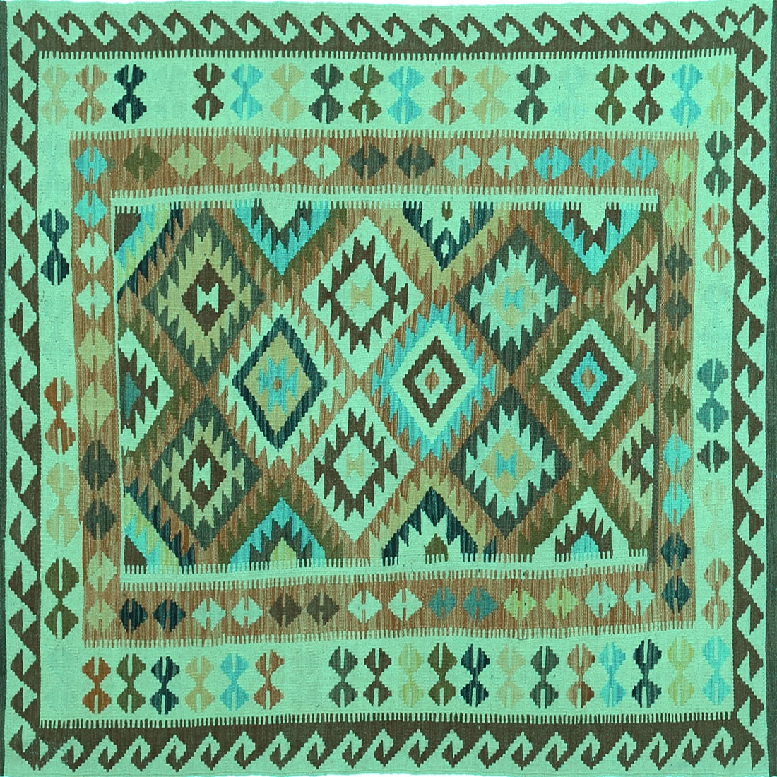 Ahgly Company Machine Washable Indoor Square Southwestern Turquoise ...