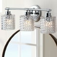 JONATHAN Y Spaulding Vintage 22" 3-Light Iron/Chevron Pattern Glass ...