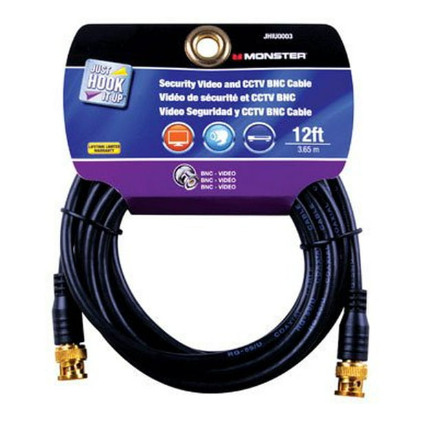 Monster Just Hook It Up 12 ft. L Security Video and CCTV BNC Cable BNC ...