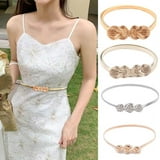 KuKuZhu Gold Flower Shape Elastic belts For Women Girl Stretch Skinny ...