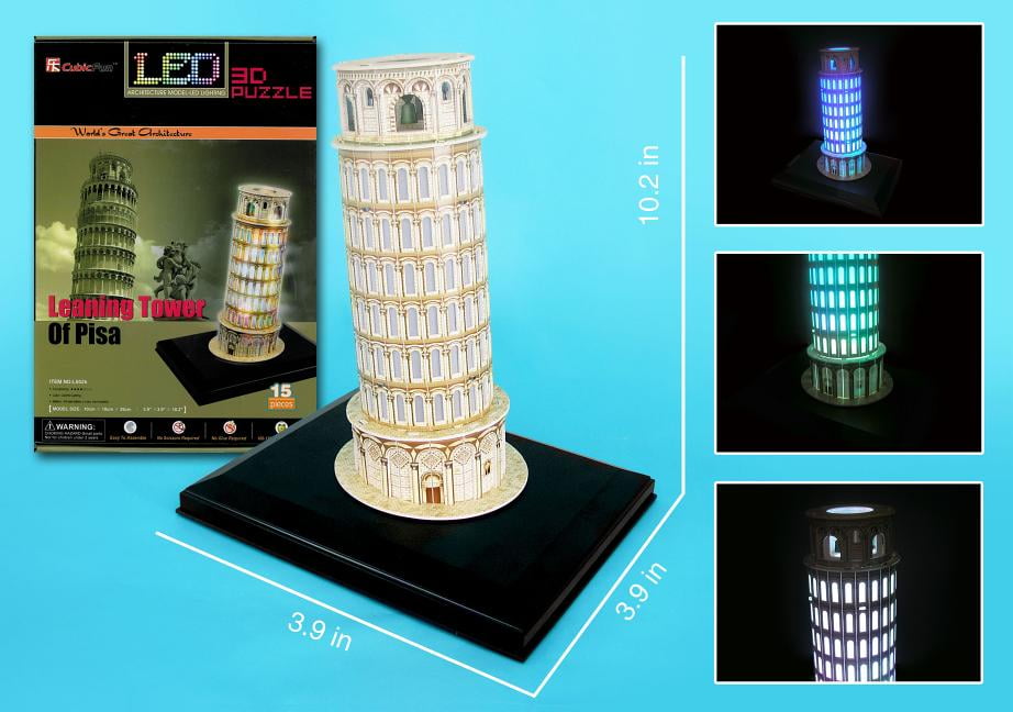 Cubicfun: Leaning Tower of Pisa with Base & Led Lights 15 Pieces (Other ...
