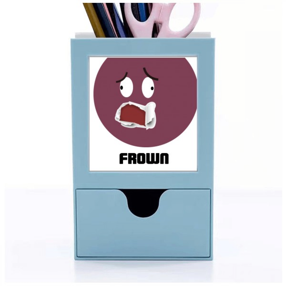 Red Emotion Worry Frown Eyebrow Desk Supplies Organizer Pen Holder Card ...