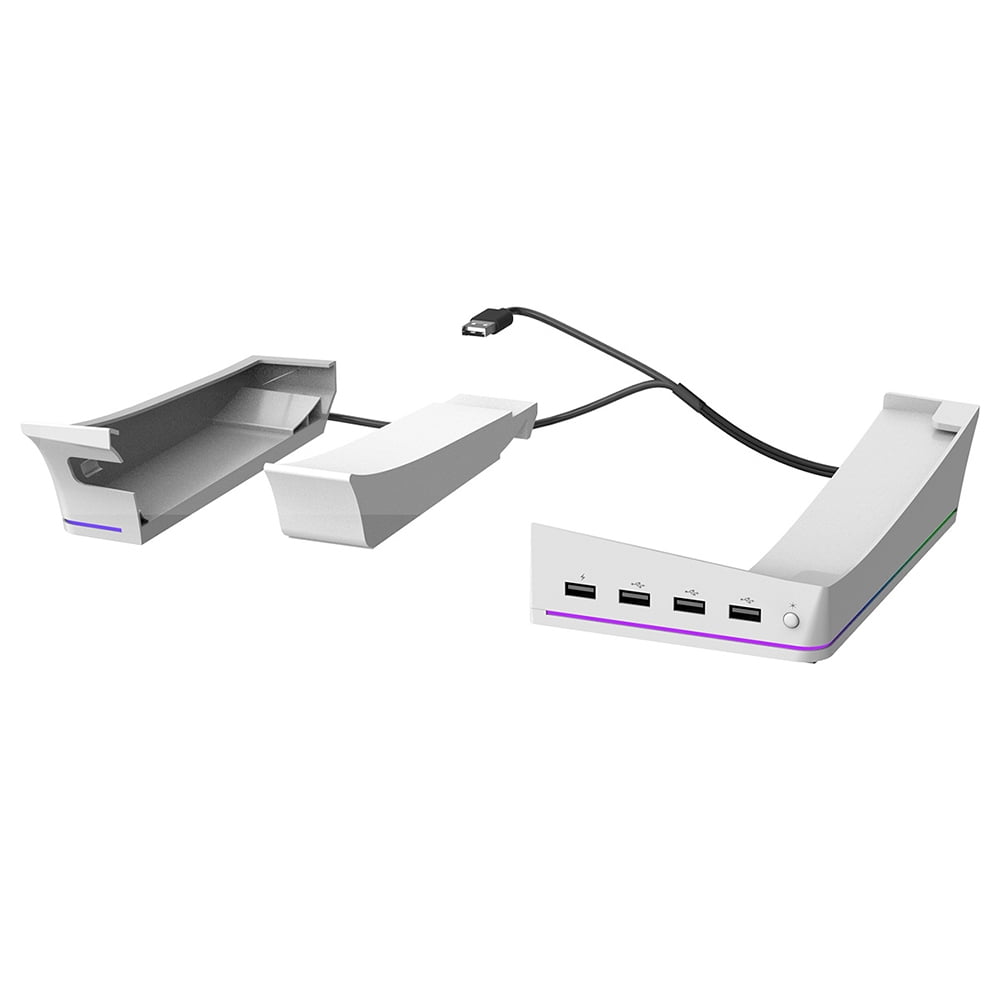 Soporte horizontal con 14 modos de luz y 4 concentradores USB Soporte de consola para PS5 Slim ...