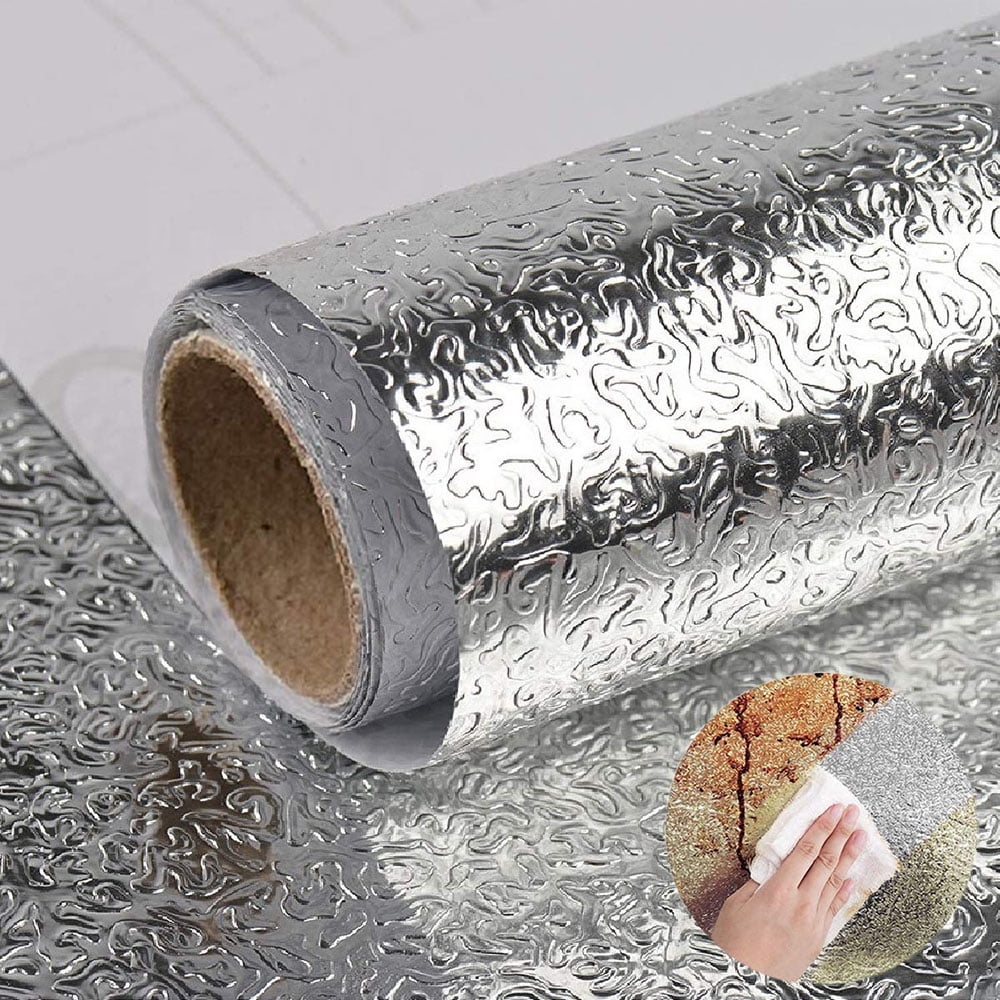 Buy 15.7×78.7 Silver Contact Paper for Kitchen Oil Proof Waterproof ...