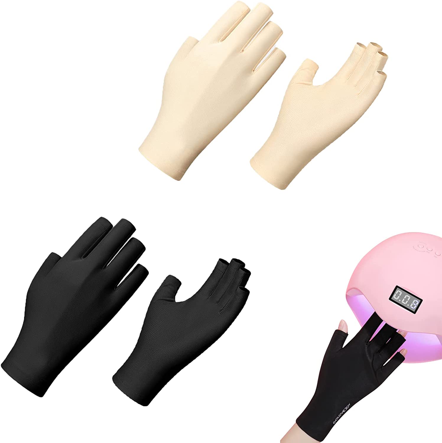 2 PACK UV Gloves for Gel Nail Lamp UV Gloves for Gel Nails for Nail Art ...