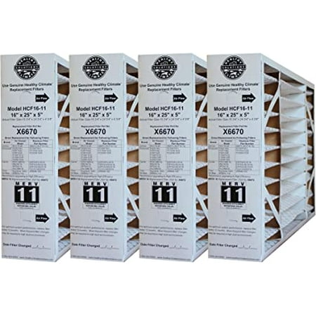 Lennox X6670 | Pack of 4 |MERV 11 16x25x5 Furnace Filter (15-3/4" x 24 ...