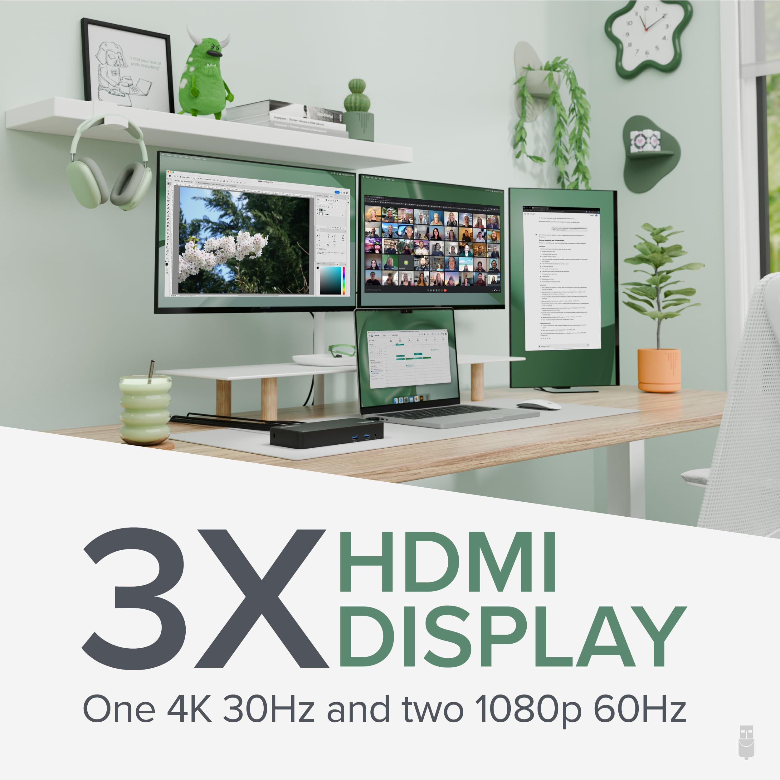 Open Box Plugable USB C Triple Display Docking Station with Laptop ...