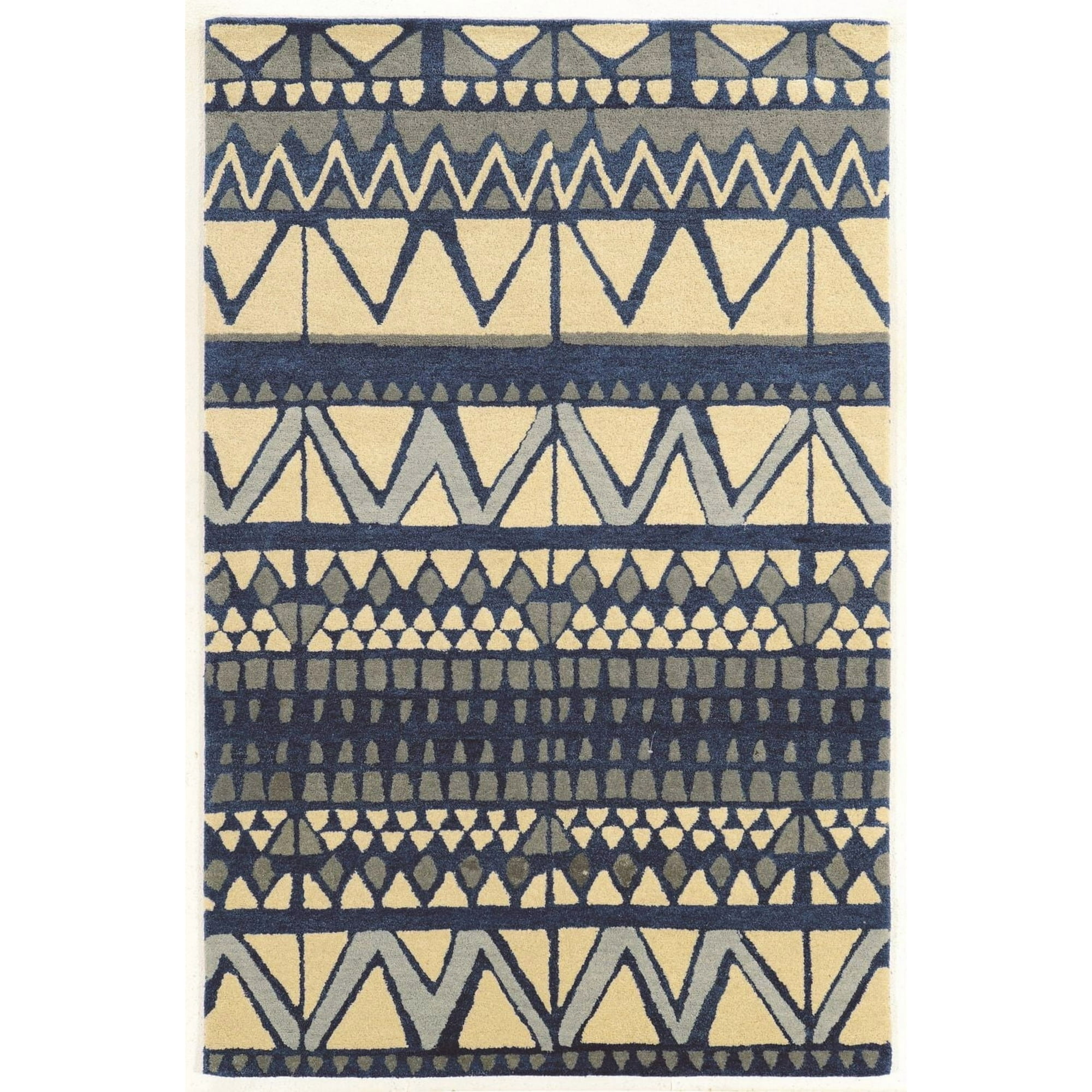 Click here for Linon Aspire Wool Comp Ivory & Blue 5 X 8 Area Rug... prices