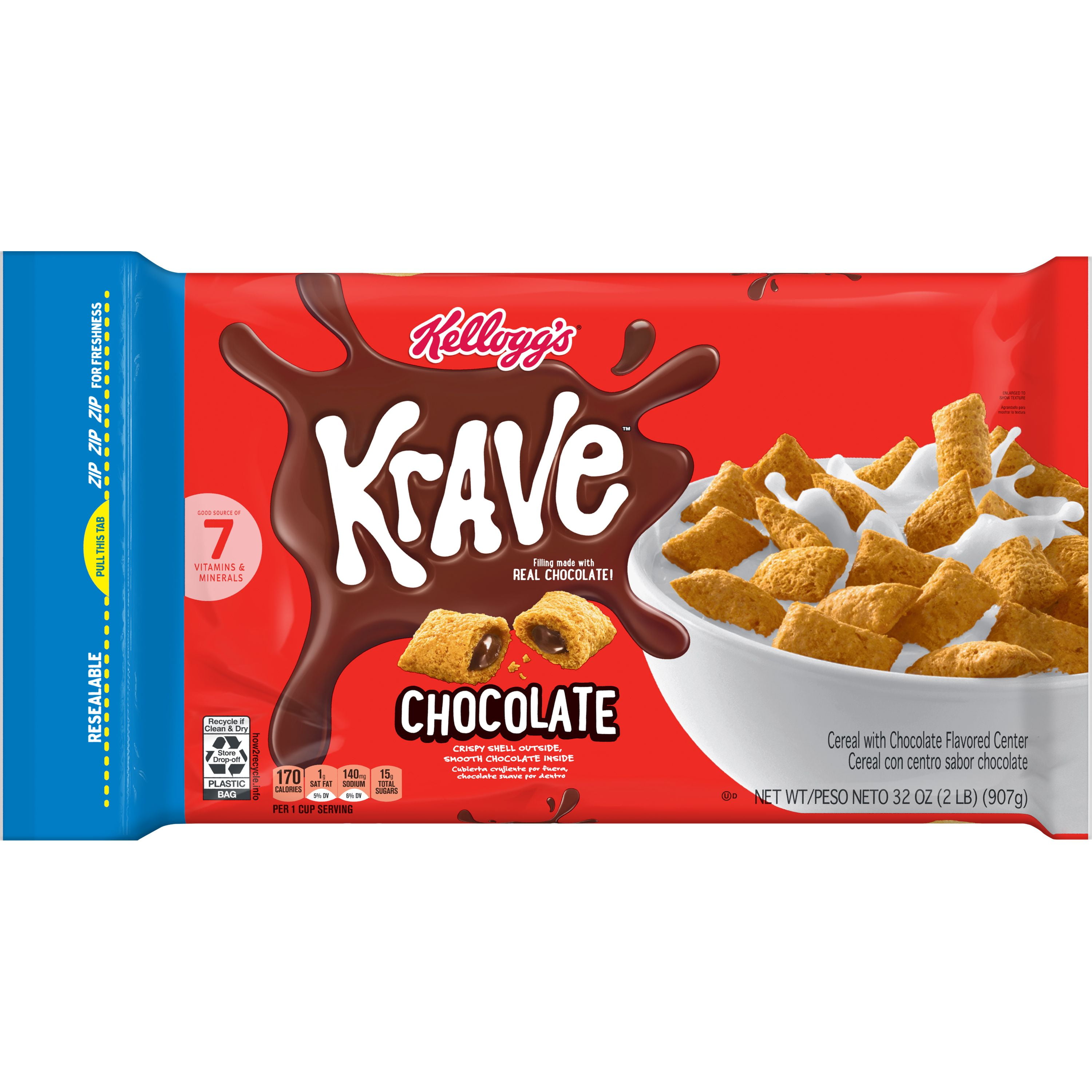 Buy Kellogg's Krave Breakfast Cereal, Chocolate, 32 Oz, Bag Online at ...