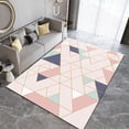 Geometric Style Area Rugs, Pink Blue Triangle Pattern Hallway Carpet ...