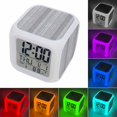 Alarm Clocks Grey Vertical Stripes Digital Clock 7 Color LED Night ...