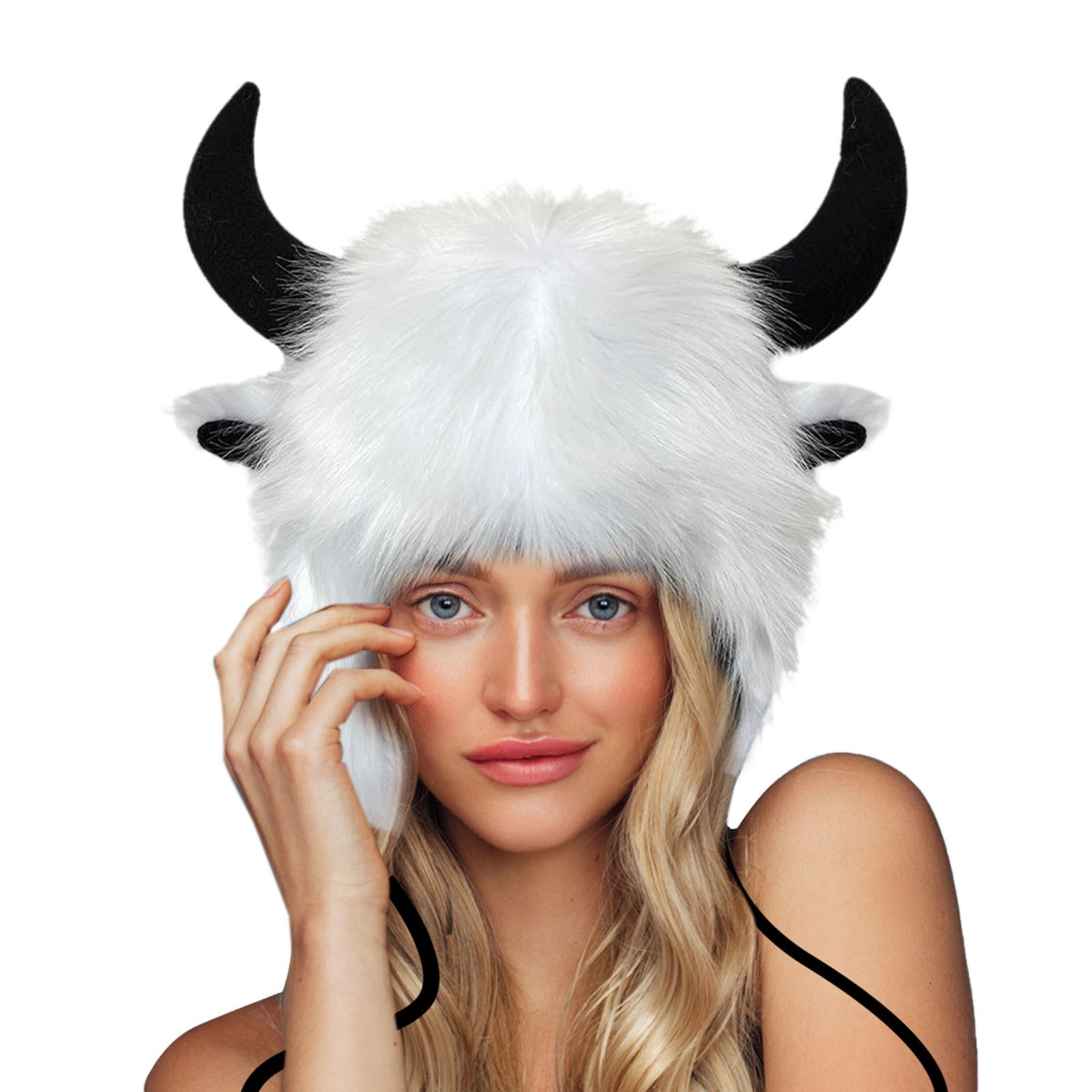 Click here for Dndif Buffalo Hat With Horns Furry Earmuff Winter... prices
