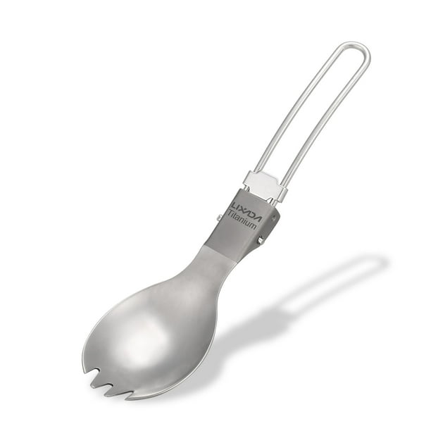 Lixada Half Polished Titanium Folding Spork Lightweight Outdoor Dinner ...