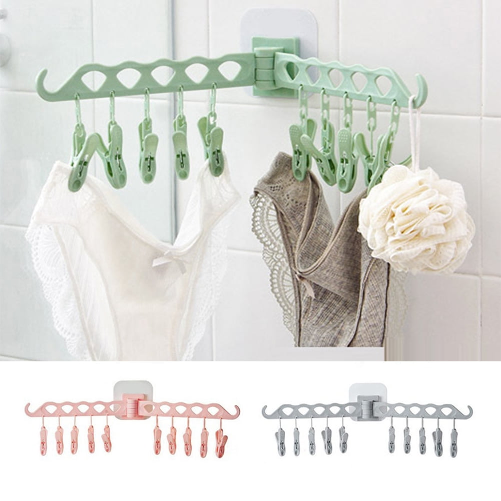 SPRING PARK Portable Travel Clip, Drip Drying Hanger Rack with 10 Clips ...