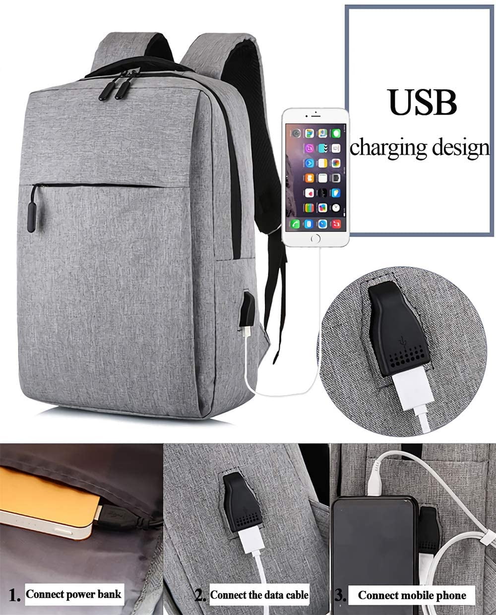 LLLY Laptop Backpack，Business Travel Anti Theft Slim Durable Laptops ...