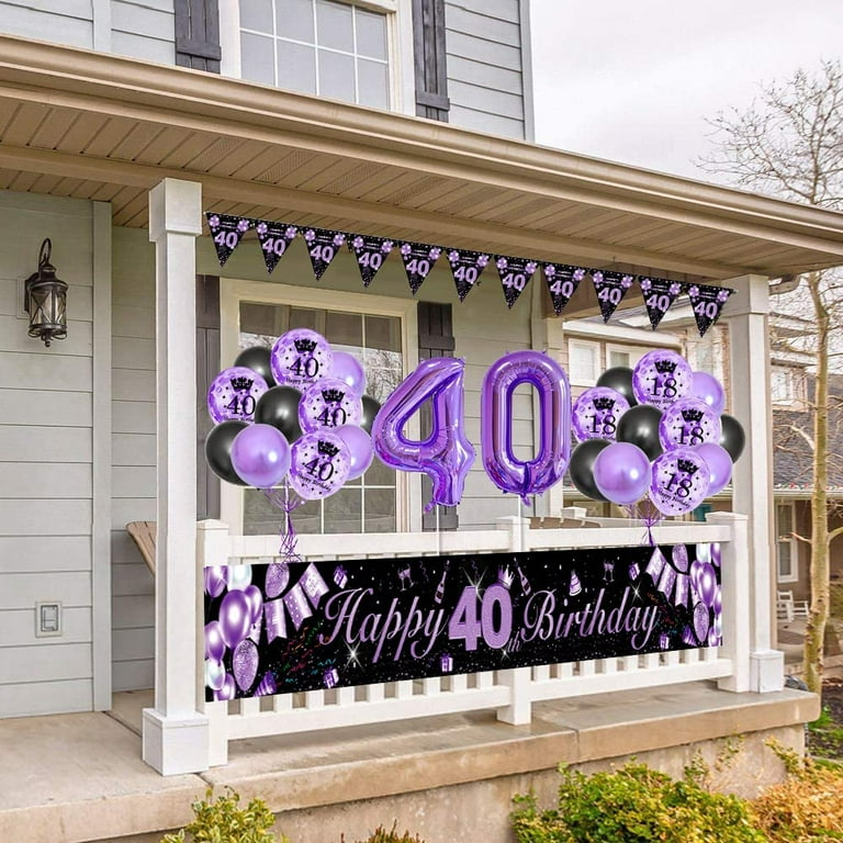 Purple 40th Birthday Favors 40th Birthday Banner Backdrop Decorations