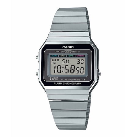 Casio Men's Vintage Quartz Digital Watch, Stainless Steel Metal, Black ...