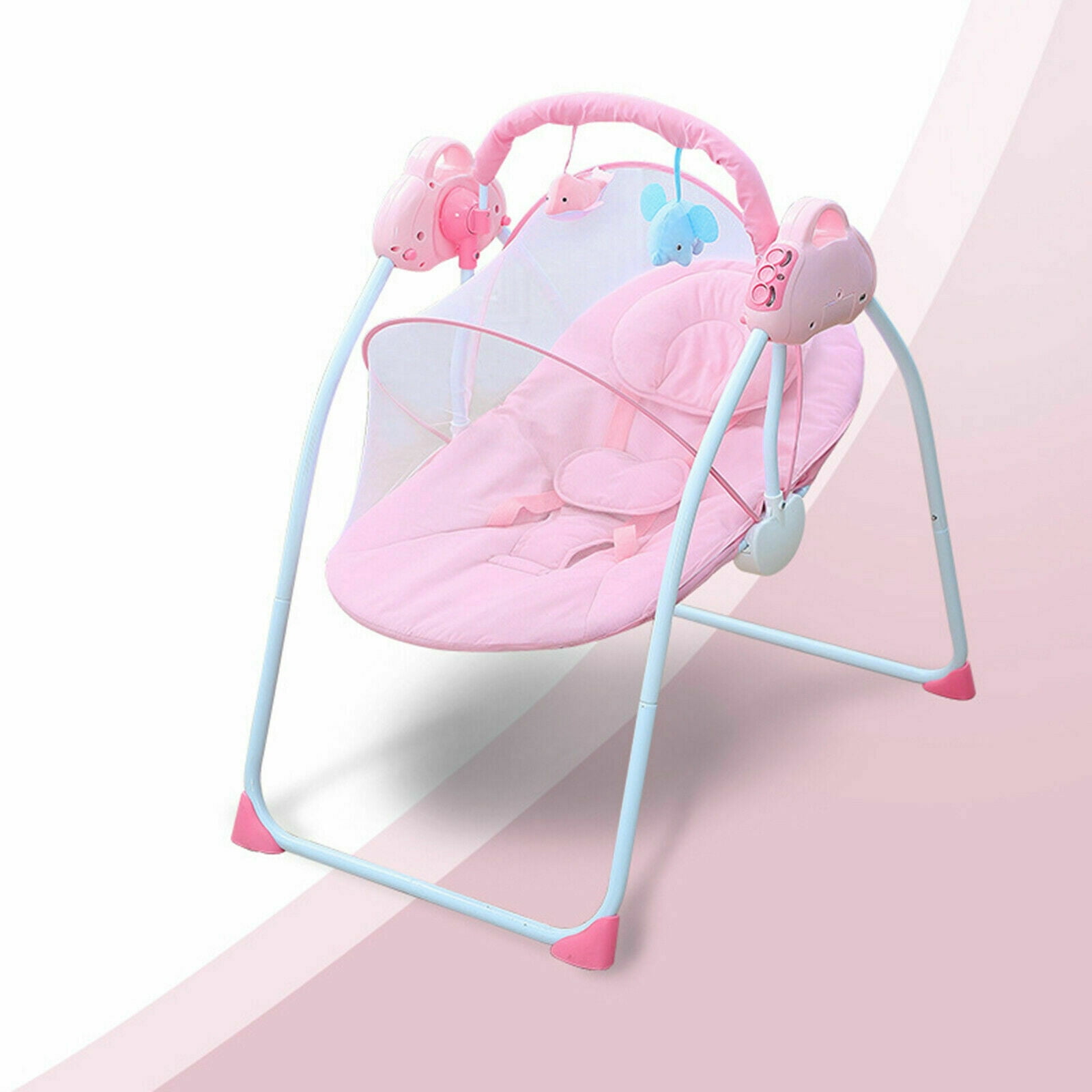 Buy Aohuada Pink Foldable Electric Baby Swing Cradle Infant Rocking ...