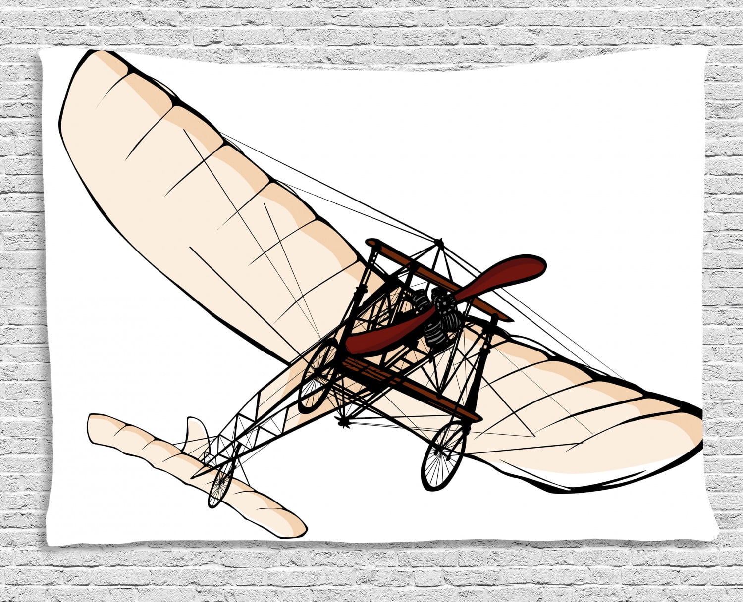 Vintage Airplane Decor Tapestry, Old Fashioned Plane Engine Ancient ...