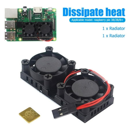 Peggybuy Mini Dual Fans Radiator Copper Heatsink PC Case Cooler for RPi ...