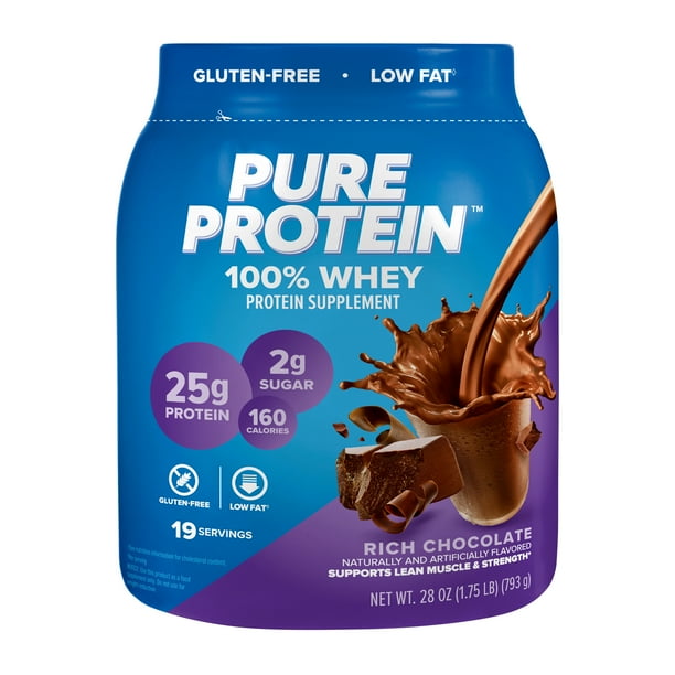 Pure Protein 100% Whey Protein Powder, Rich Chocolate, 25g Protein, 1. ...