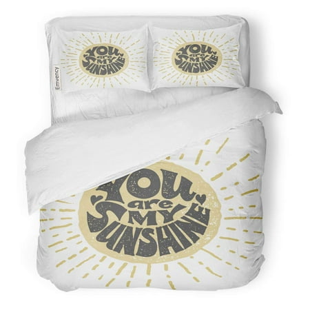 HATIART 3 Piece Bedding Set Yellow Abstract You are My Sunshine RGB ...