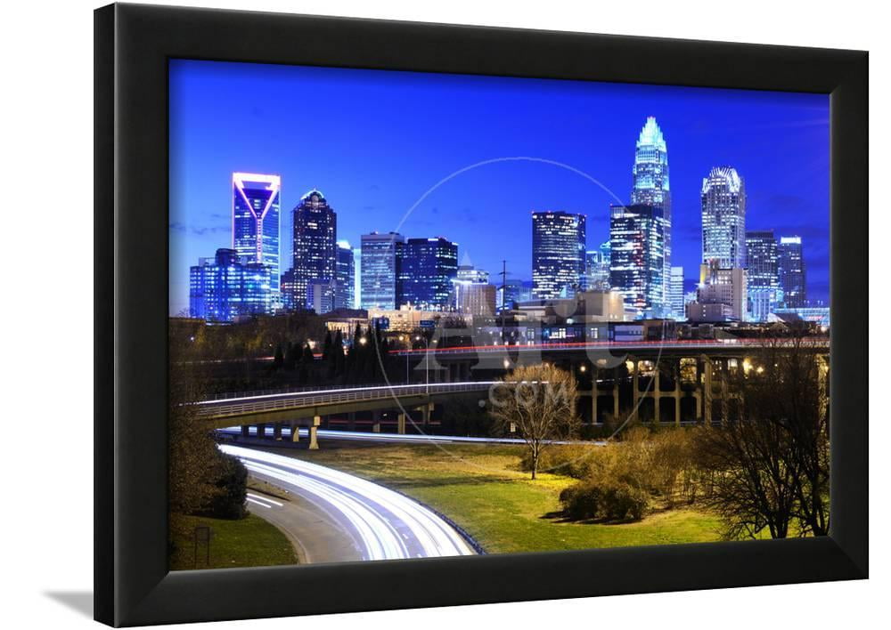 Downtown Charlotte, North Carolina, USA Skyline, Framed Art Print Wall ...