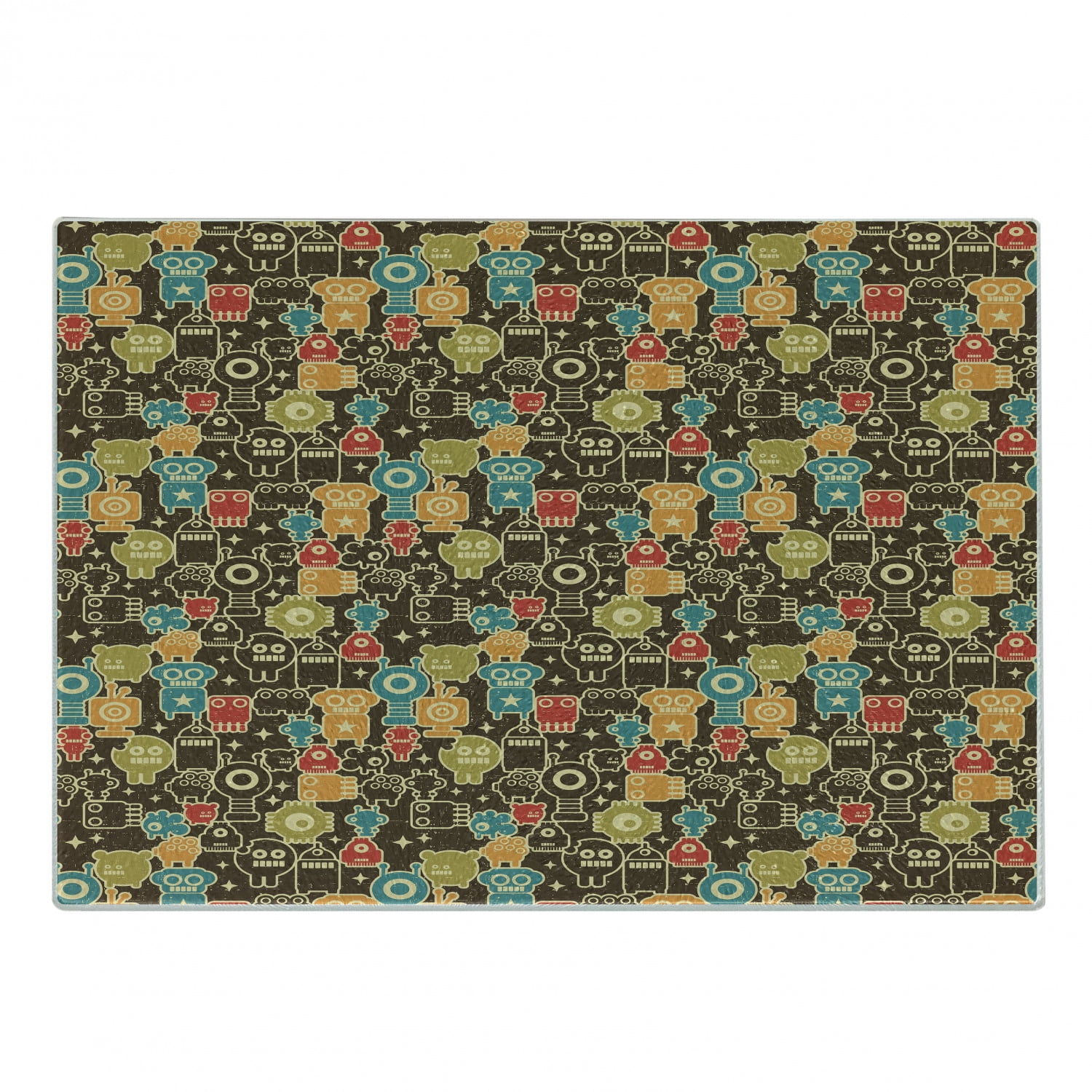 Alien Cutting Board, Robot Monsters in Space Themed Stars Retro Style ...