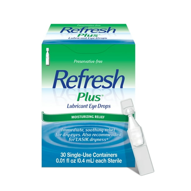 Refresh Plus Lubricant Eye Drops Non-Preserved Tears, 30 Single-Use ...