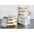 DII Decorative Gold Folding Woven Striped Storage Bin with Rope Handles ...