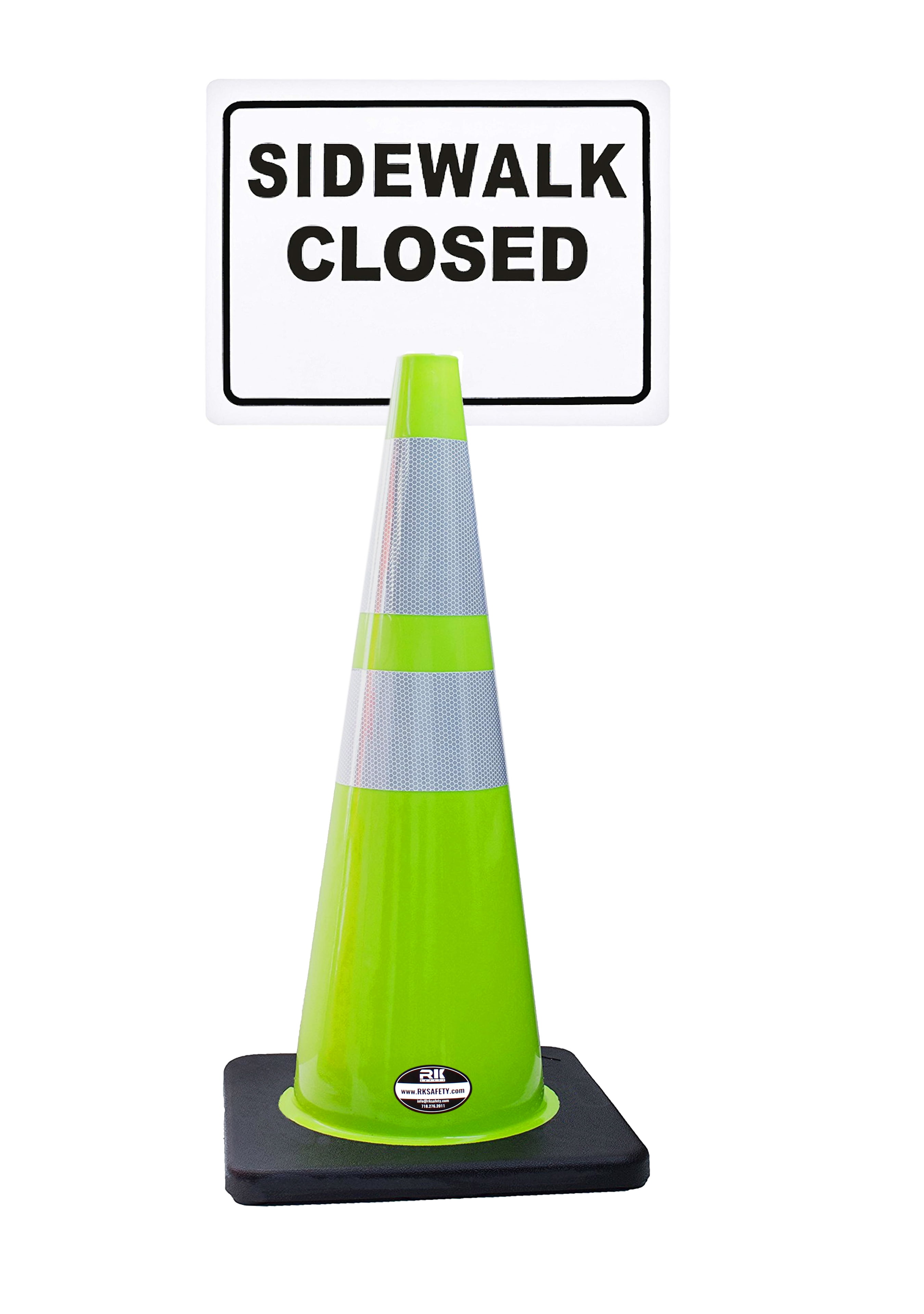 RK-Safety 28" Lime Cone, Black base With Two Reflective Tape, Plus Cone ...