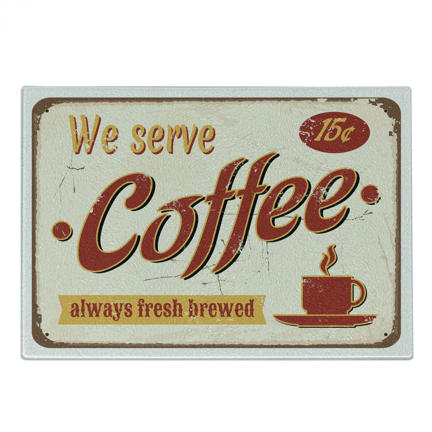 Retro Cutting Board, Tin Rusty Faded Fresh Brewed Coffee Print from Old ...