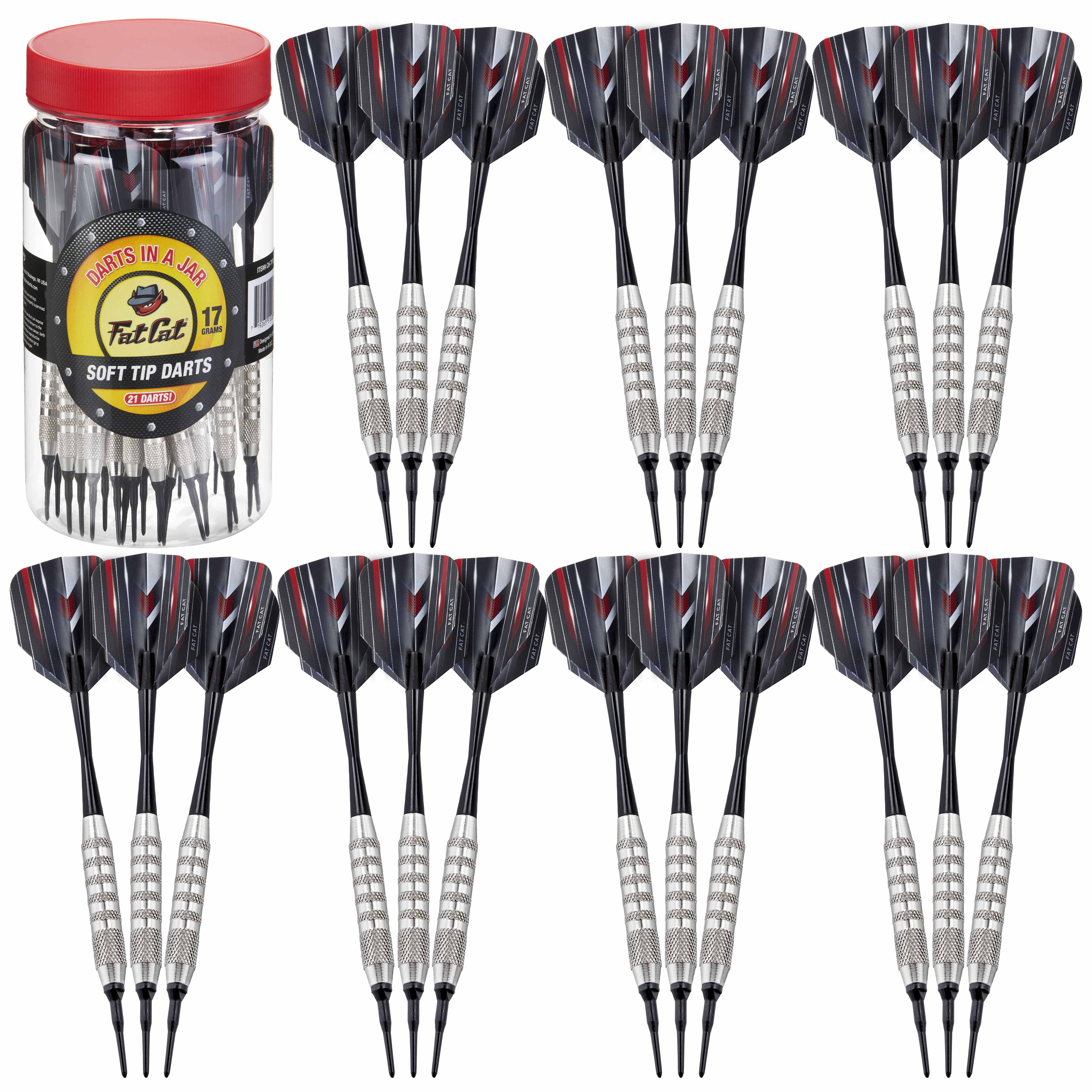 Fat Cat Darts in a Jar Soft Tip Darts, 21 Darts, 17 Grams - Walmart.com