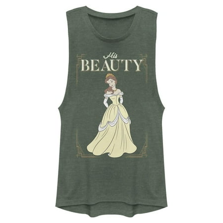 Disney Princesses His Beauty Women's Muscle Tank, Pine Green Heather ...
