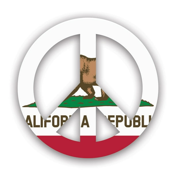 California Flag Peace Symbol Sticker Decal - Self Adhesive Vinyl ...