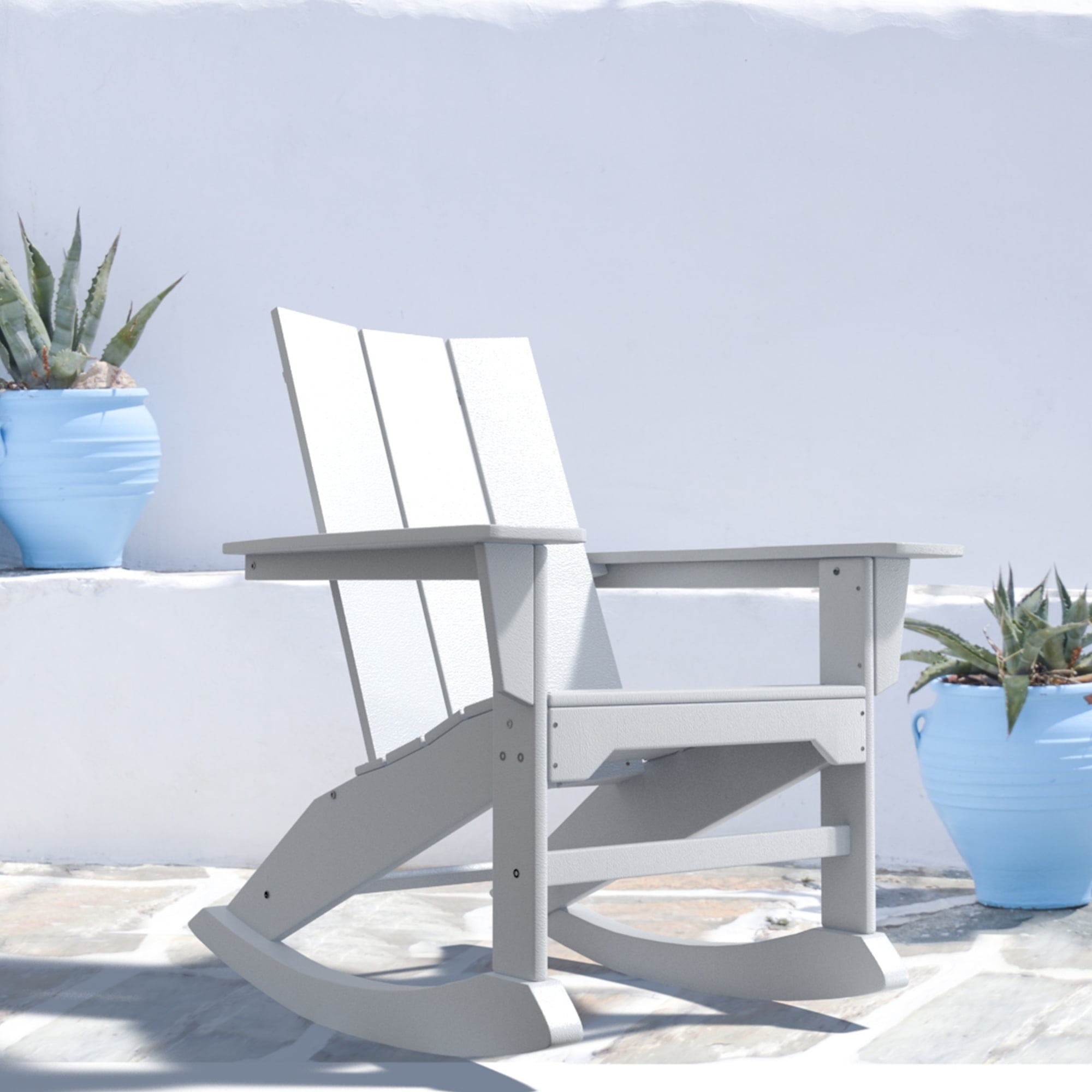 RESINTEAK Modern Adirondack Rocking Chair, All Weather Resistant ...