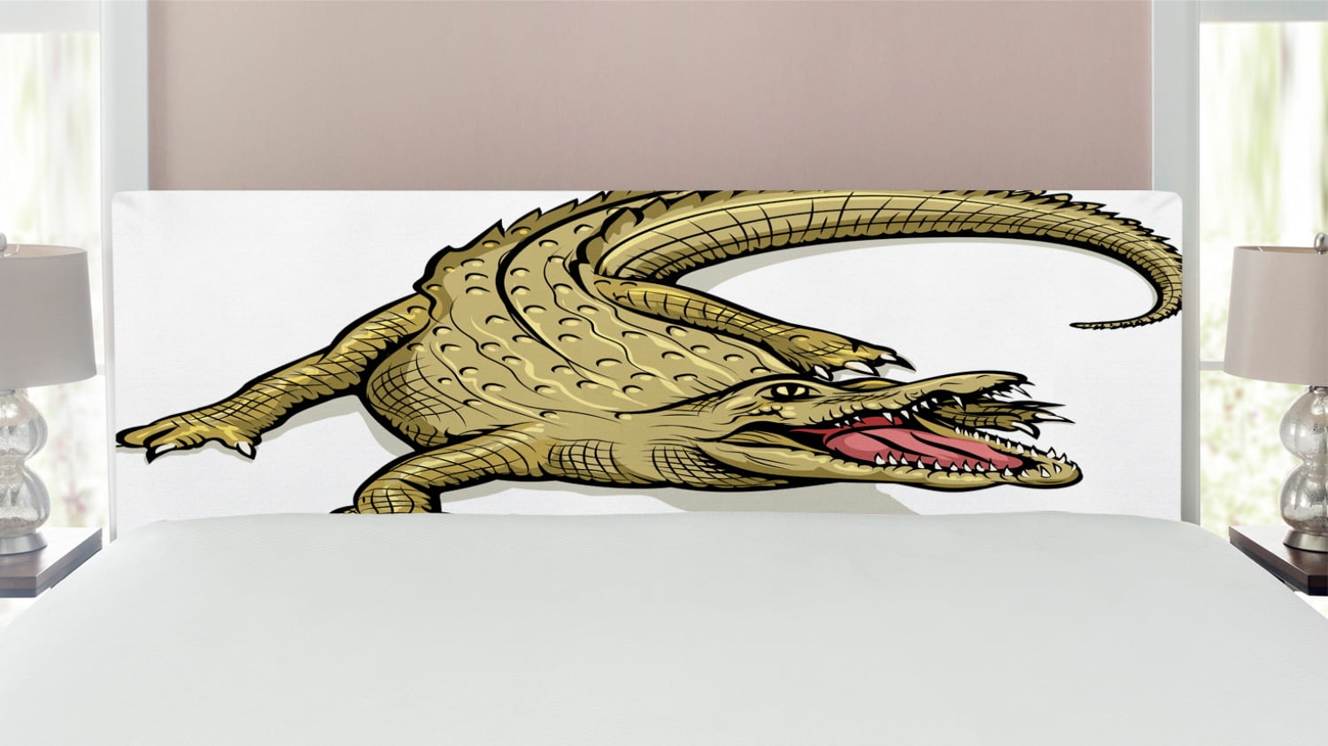 Reptile Headboard, Illustration of Exotic Wild Crocodile Hungry Mouth ...