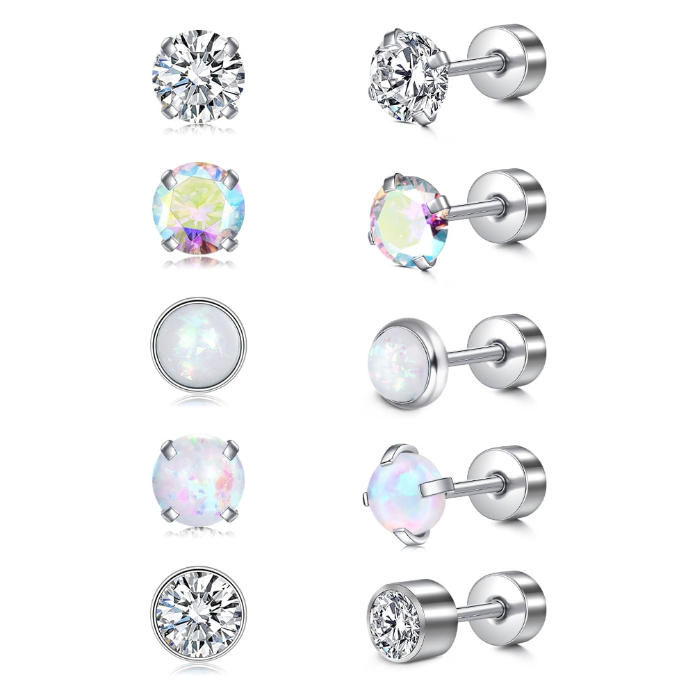 Click here for Briana Williams 5 Pairs Surgical Steel Flat Back E... prices