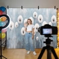 7x5ft Photo Backdrop, White Dandelion Soft Polyester Backdrop Curtains ...