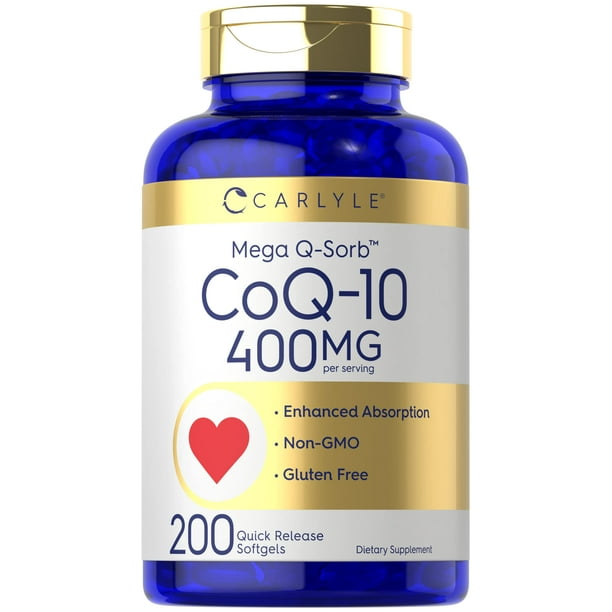 Suplemento Carlyle CoQ10 400 mg 200 cápsulas blandas sin OGM sin gluten ...