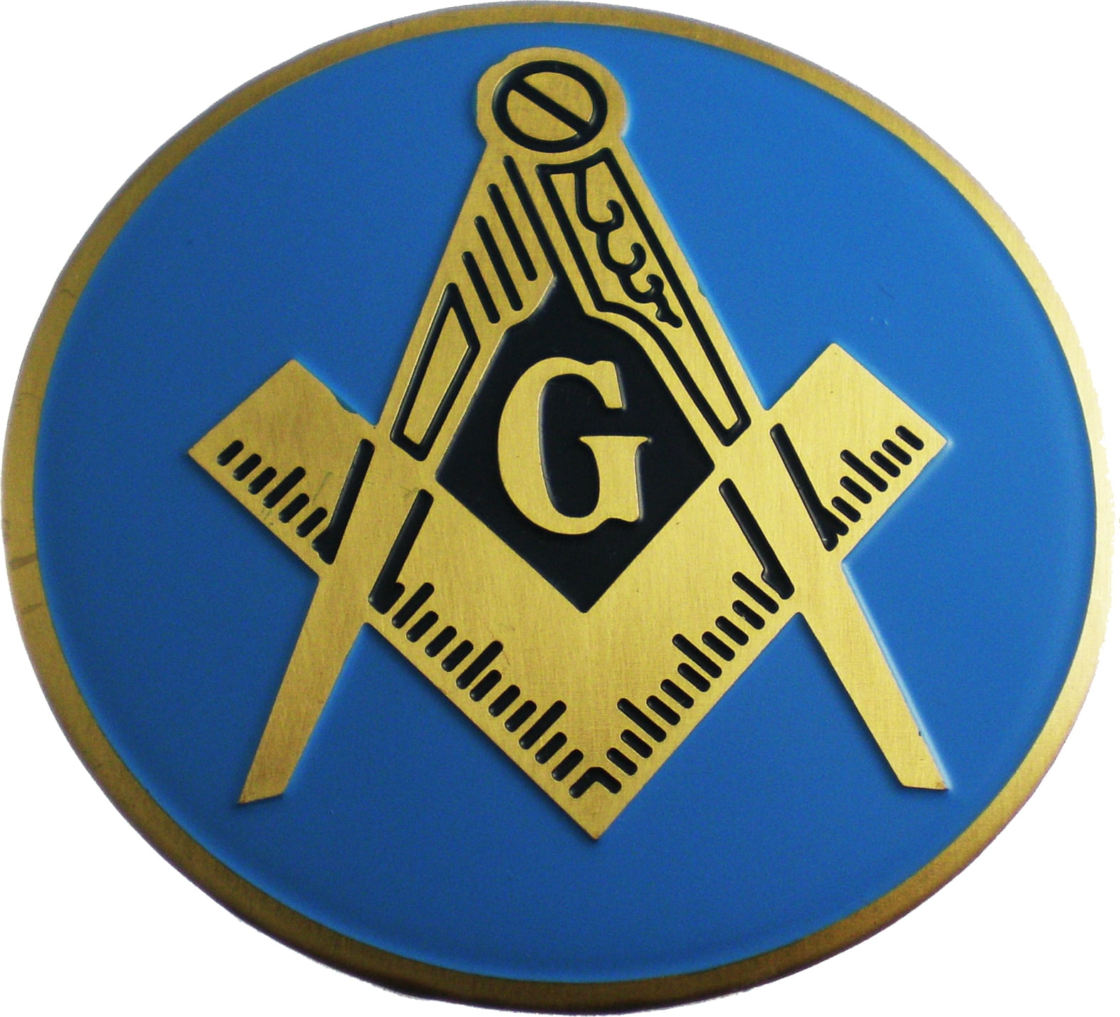 Mason Blue Lodge Symbol Etched Car Emblem [Gold - 2 Mason Blue Lodge Symbol Etched Car Emblem [Gold - 2