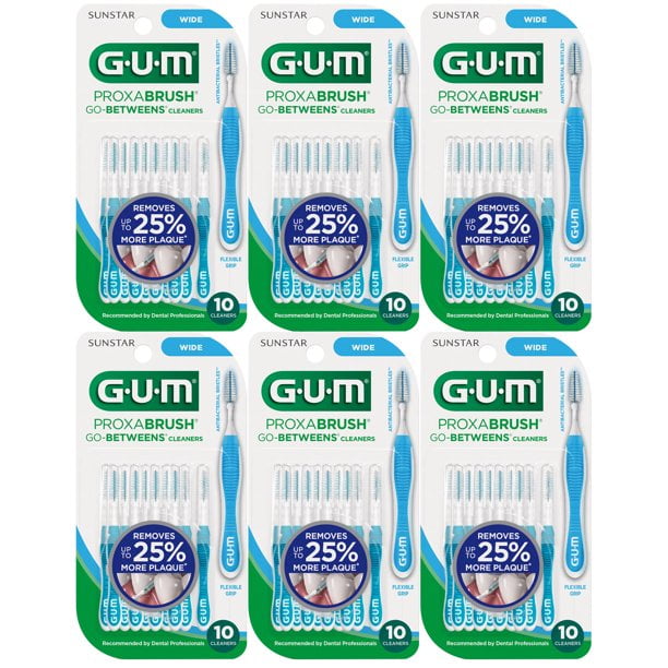 GUM Proxabrush Go-Betweens Cleaners WIDE 60 Count, Interdental Brushes ...