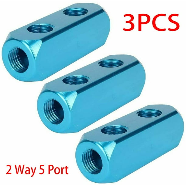 1/4In 2Way 5 Port Air Compressor Hose Inline Manifold Block Splitter ...