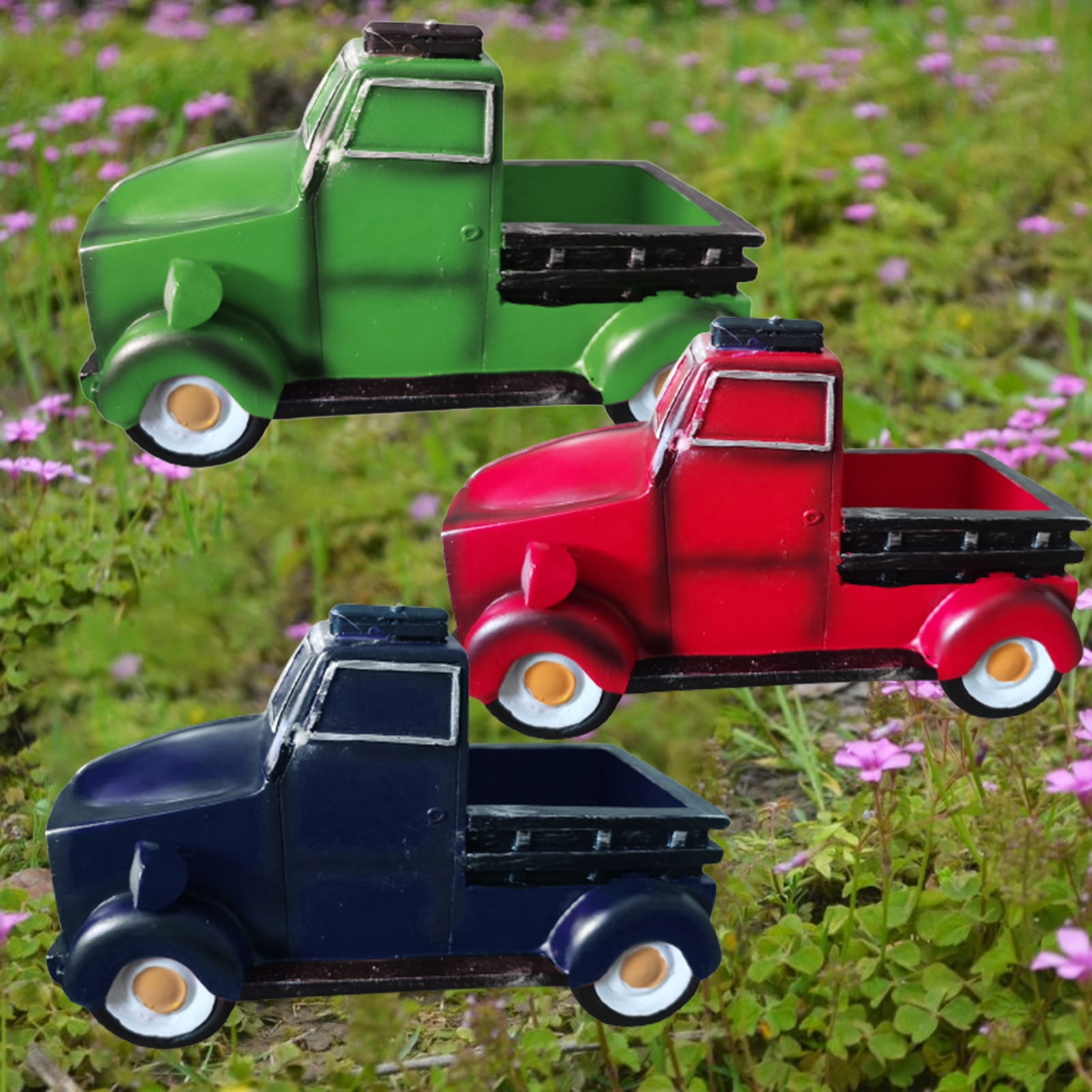 Solar Powered Resin Pot Truck Flower Pot - Anti-deform Planter Garden ...