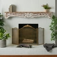 DecMode 72" x 8" Distressed 1-Tier Light Brown Scroll Wall Shelf ...