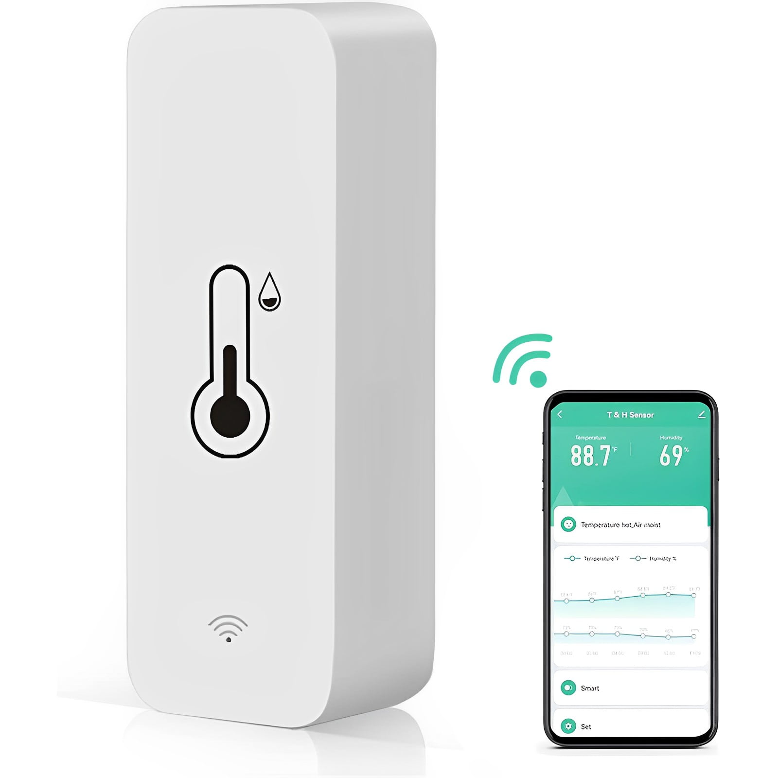 WiFi Temperature Humidity Sensor, Indoor Thermometer Hygrometer with ...