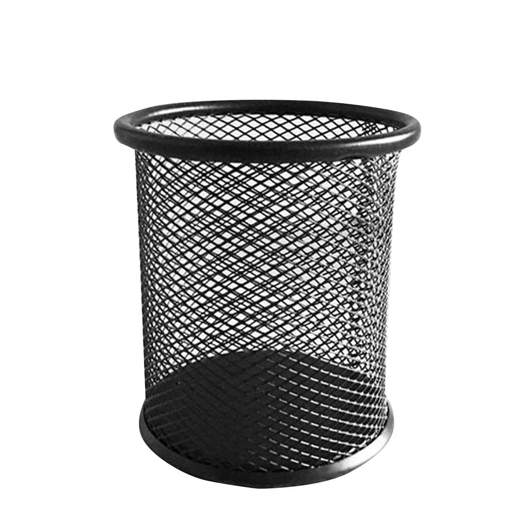 Metal Mesh Pen Holder Cylinder Pen Pencil Container Office Desktop ...