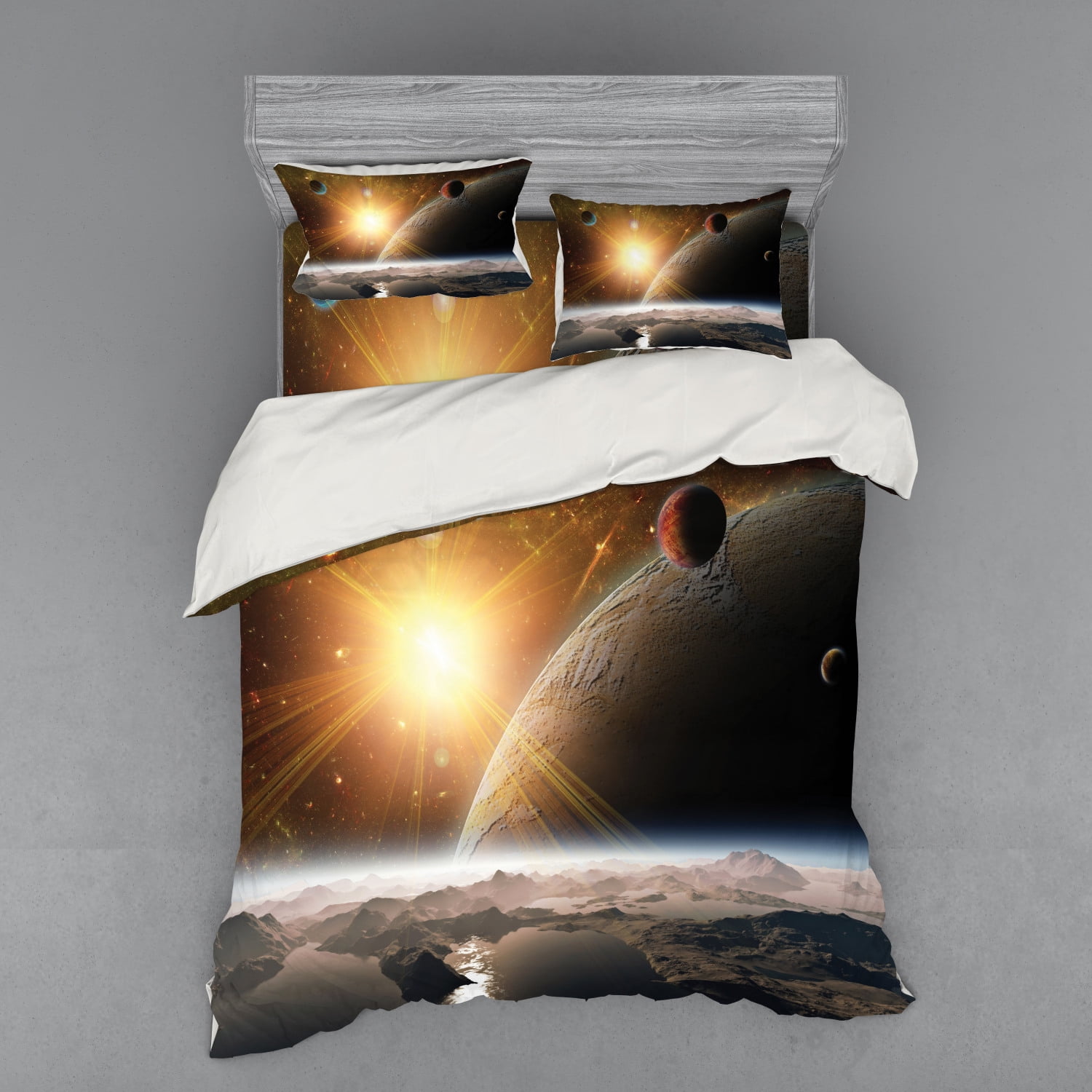 Outer Space Duvet Cover Set, Moons Universe View from the Earth's ...