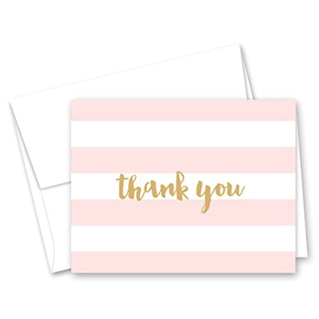 50 Horizontal Stripes Script Thank You Cards (Pink-Gold) | Walmart Canada