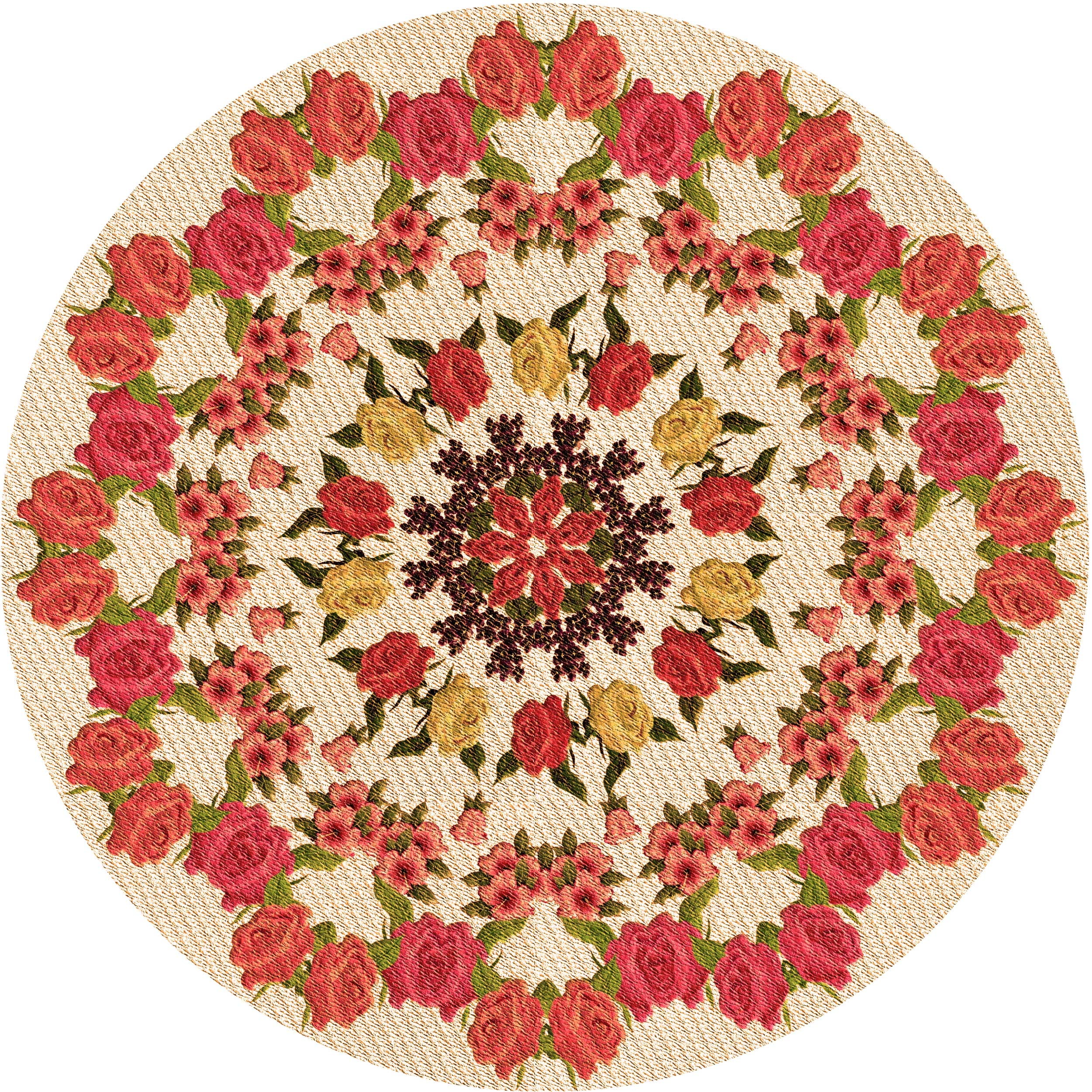 Ahgly Company Indoor Round Patterned Khaki Gold Area Rugs, 5' Round ...